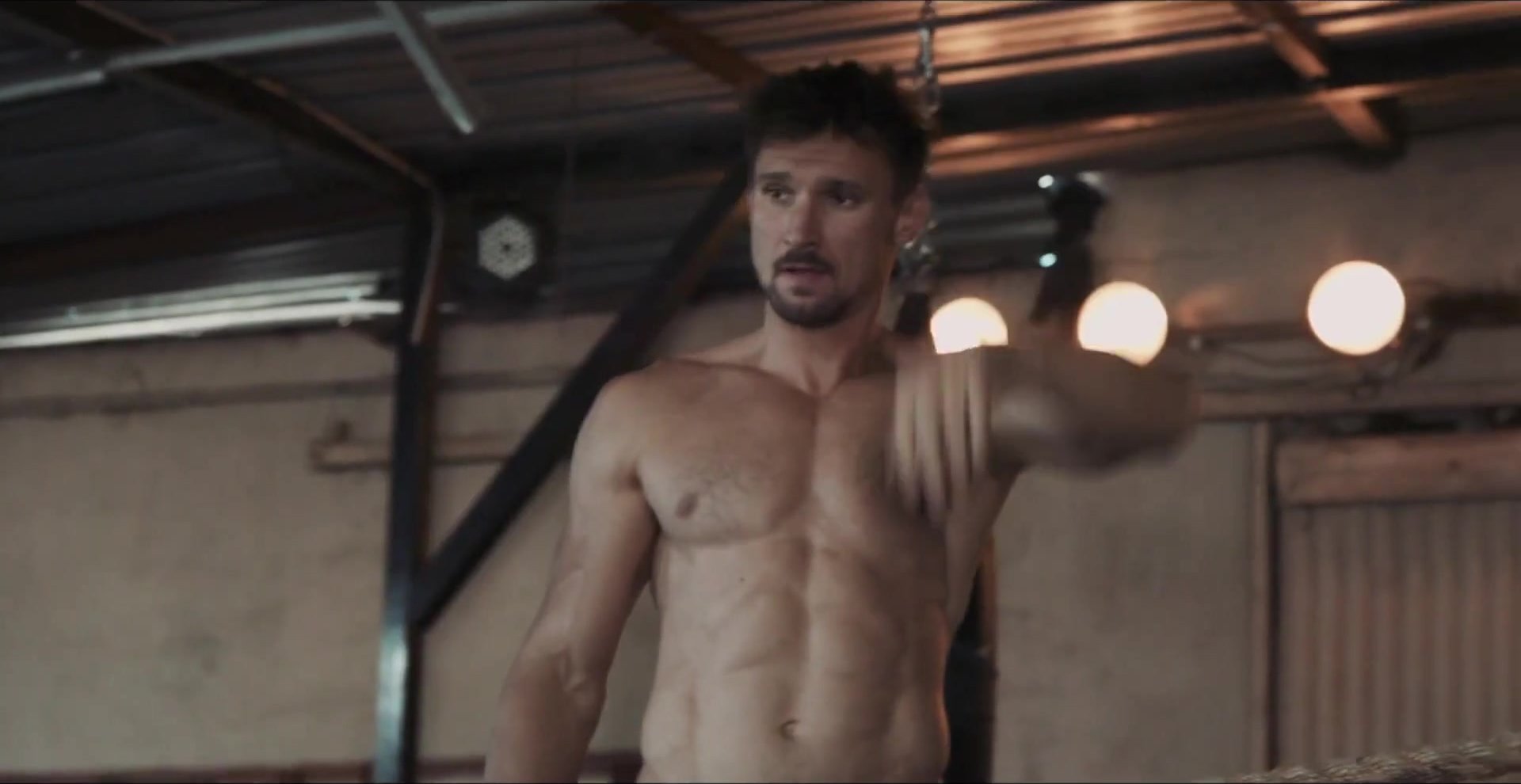 Two Macho Shirtless Man Fightdefeatedneck Snap Dead