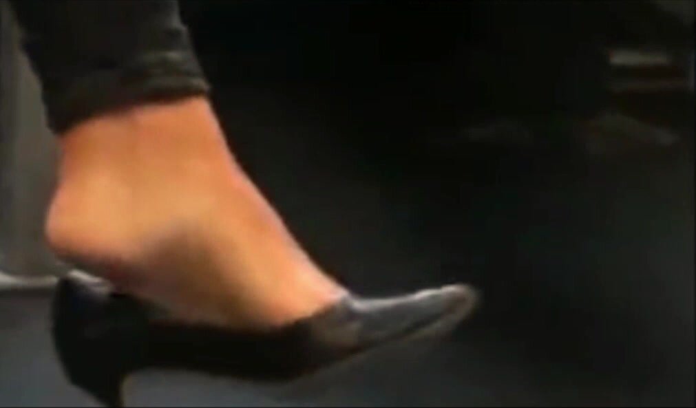 Candid Shoeplay Business Woman In Bus
