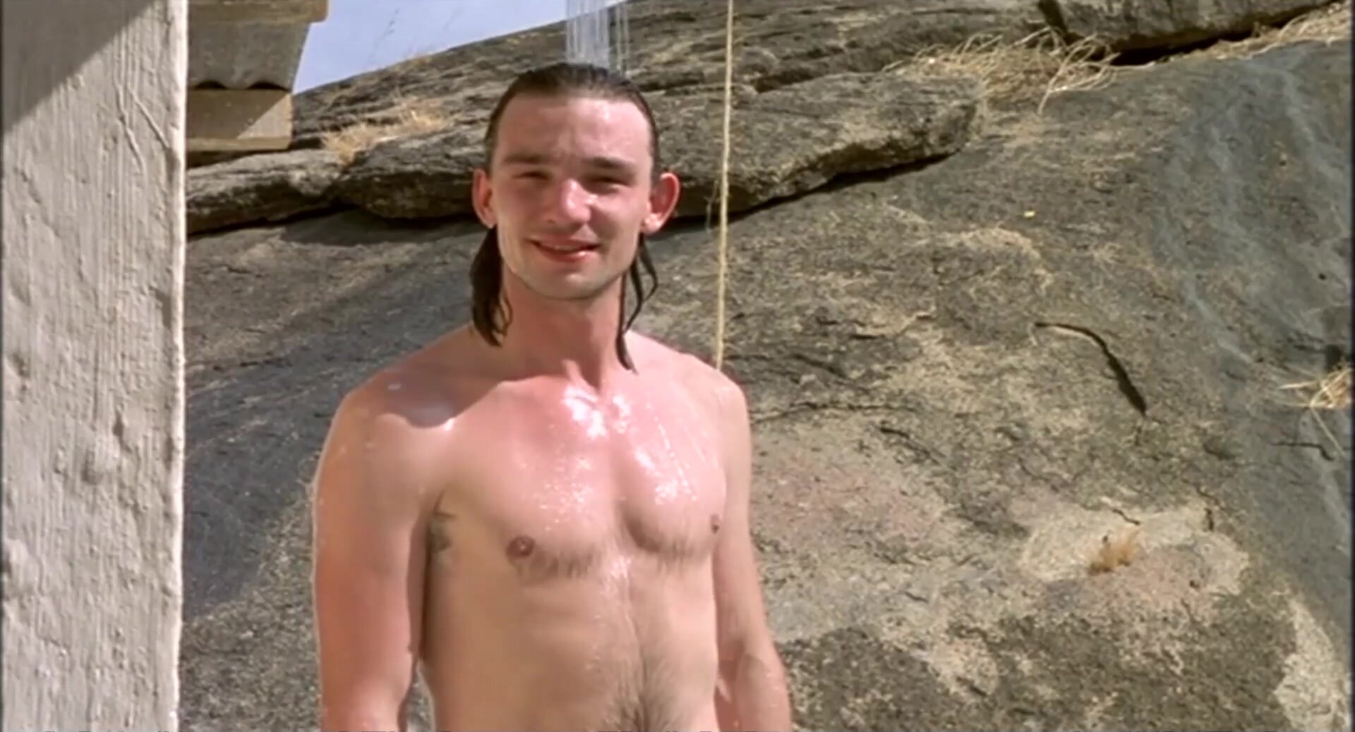 Cute Guy Showers Outdoors