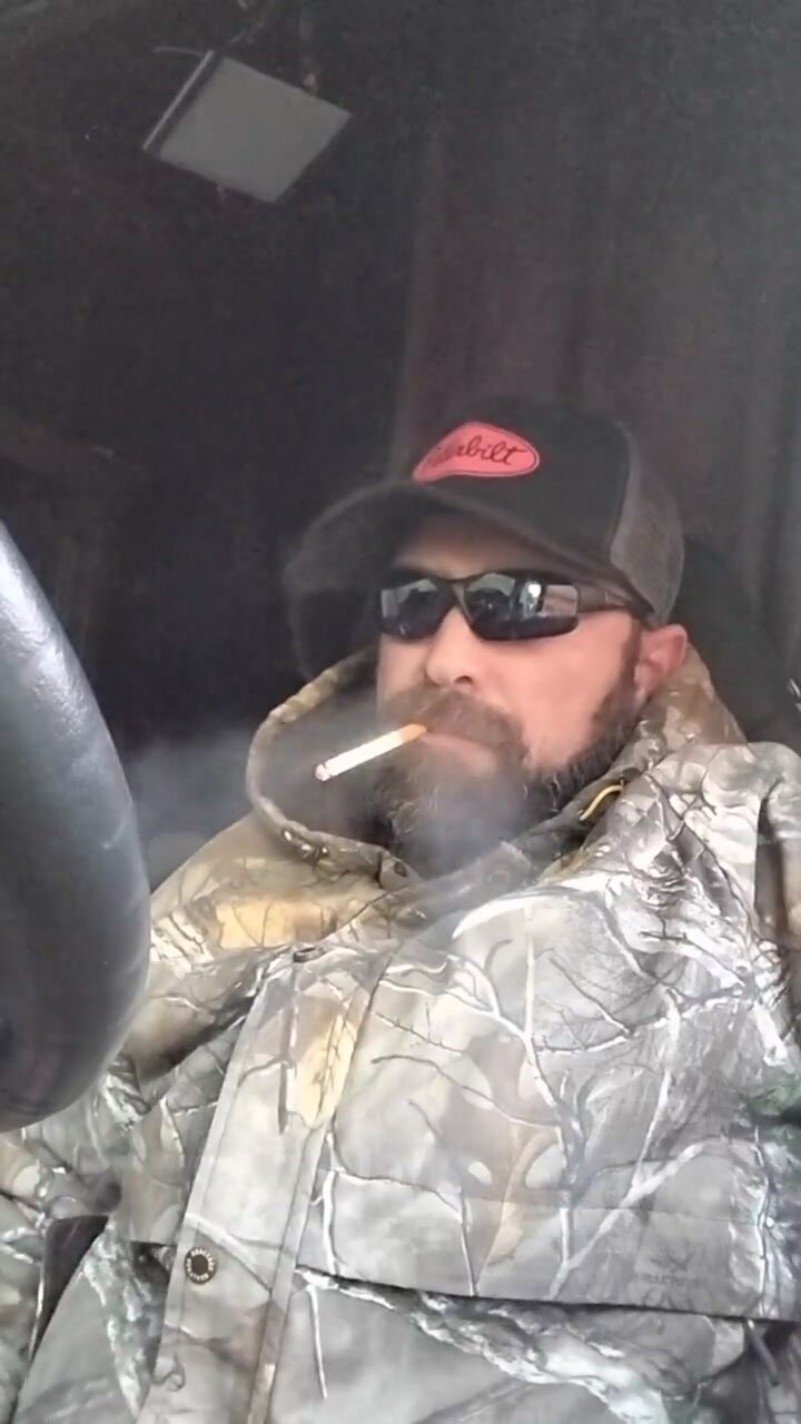 Hot Str8 Trucker Smokes In His Rig And Flashes Hard Dick