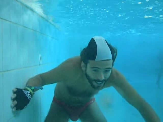 Italian Swimming Underwater In Stuffed Speedos