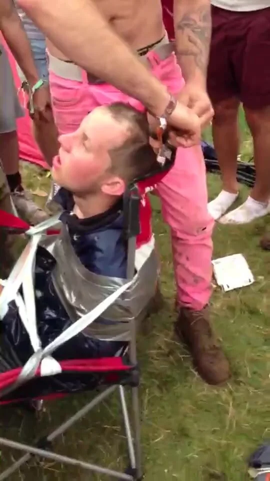 Bondage Duct Taped Guy Gets A Haircut