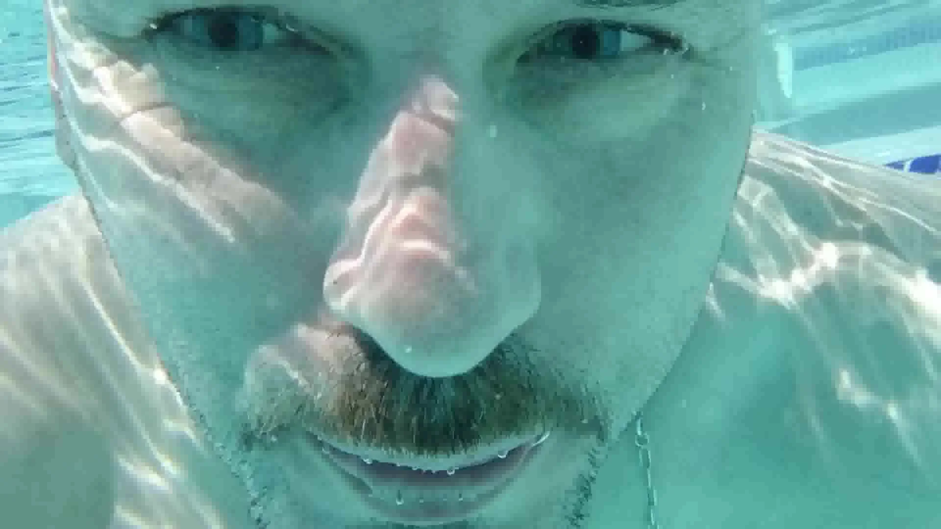 Underwater Bald Guy Barefaced Underwater In