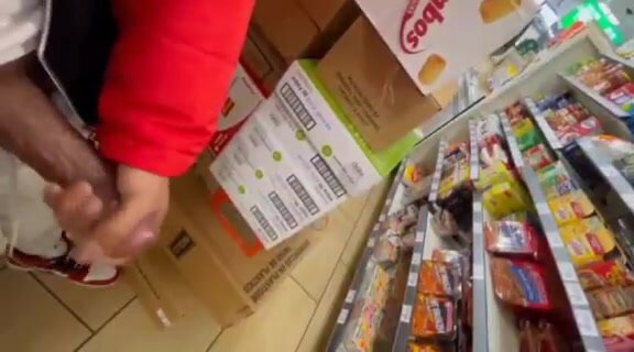 Flashing Caught Beating Meat In Store