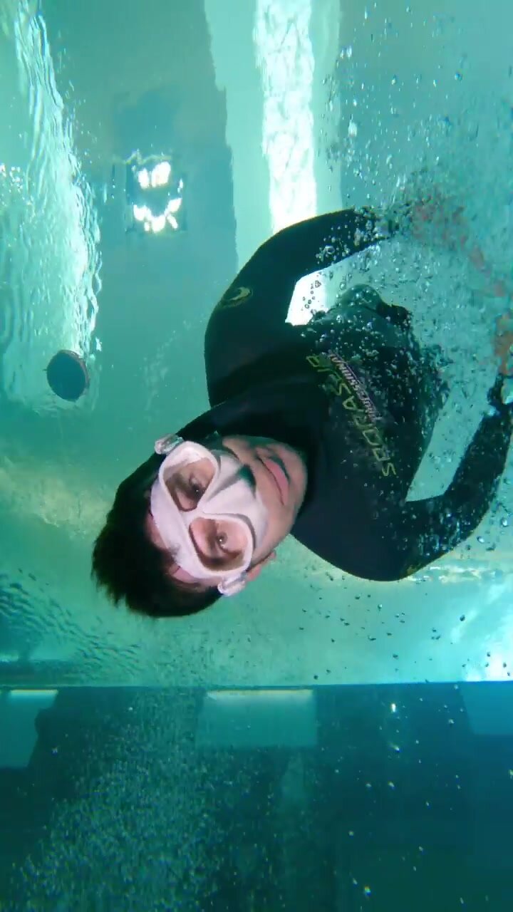 Underwater Cutie Wearing White Mask
