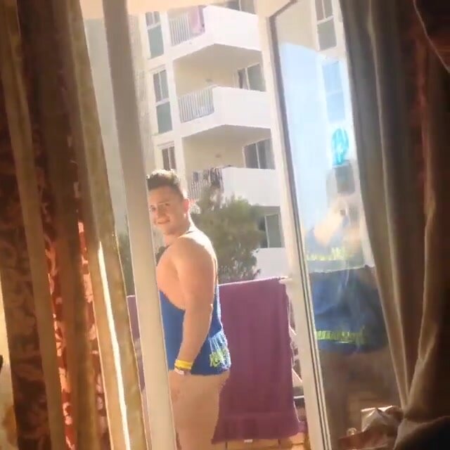 Waving His Dick To Friends On Lads Holidays
