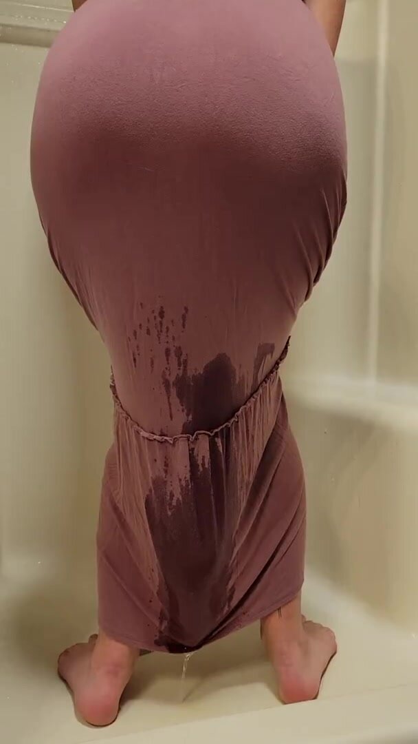 Girl Pisses Herself In Pink Dress