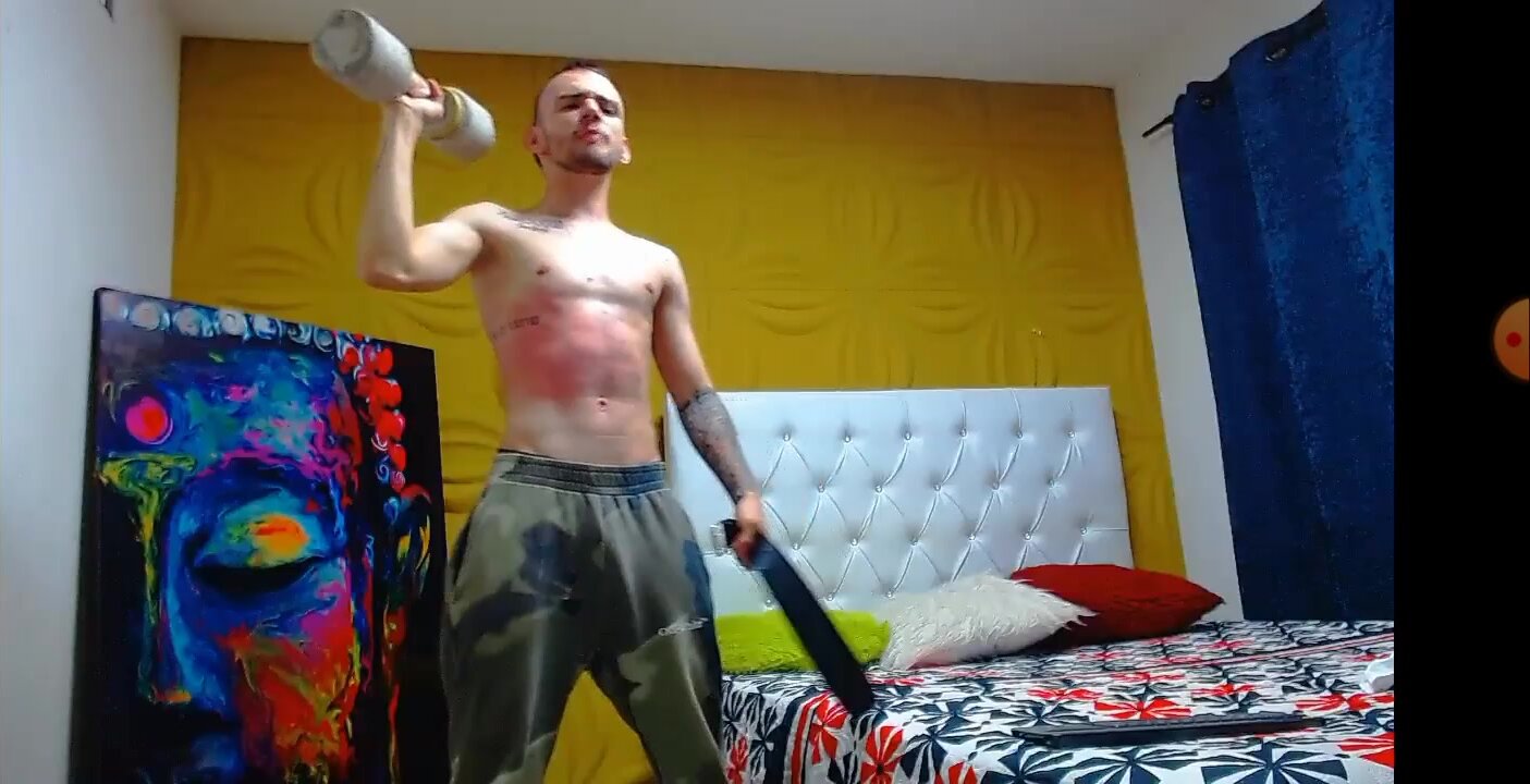 Muscle Guy Abs Whipped