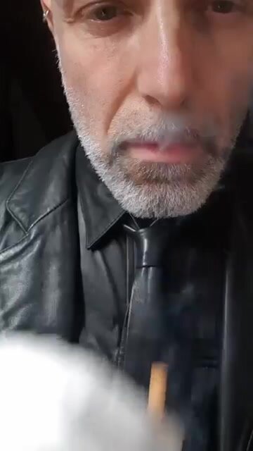 Hot Smokers Leather Blazer Daddy Smoking A