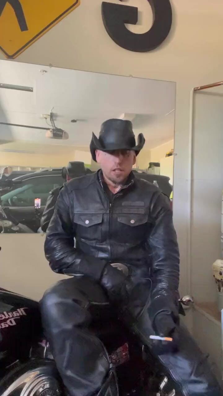 Leather Biker Smoke Video 5