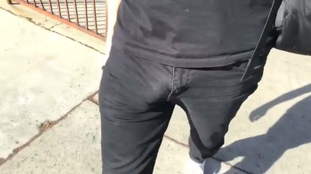 Bulge Jeans Walking Public