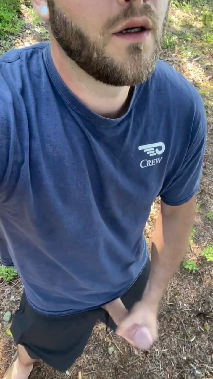 Hot Bearded Country Guy Jacks Off His Big Dick Outdoors